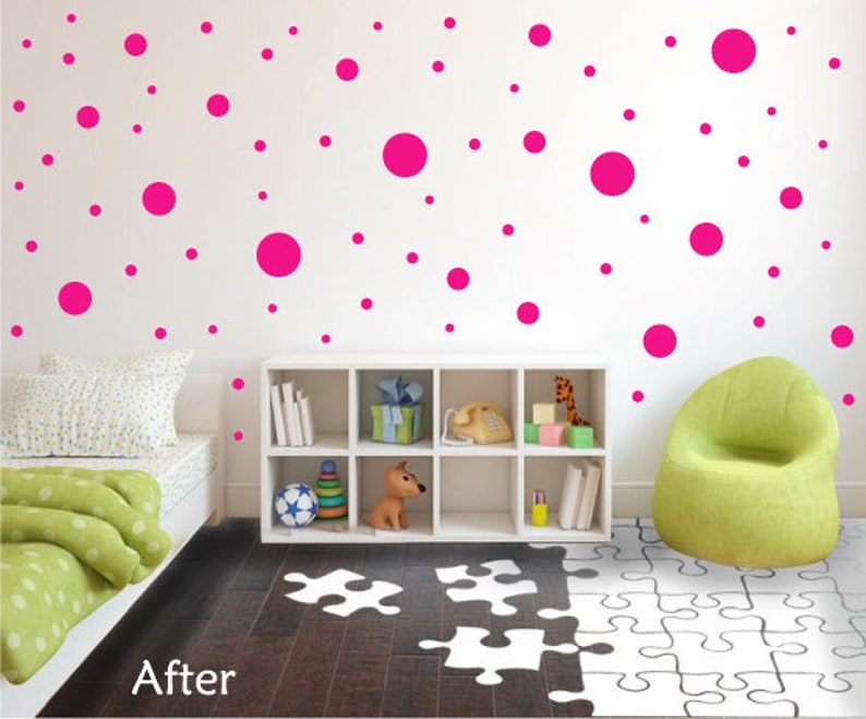 70 Hot Pink Vinyl Polka Dots Bedroom Wall Decals Stickers Teen Kids ...