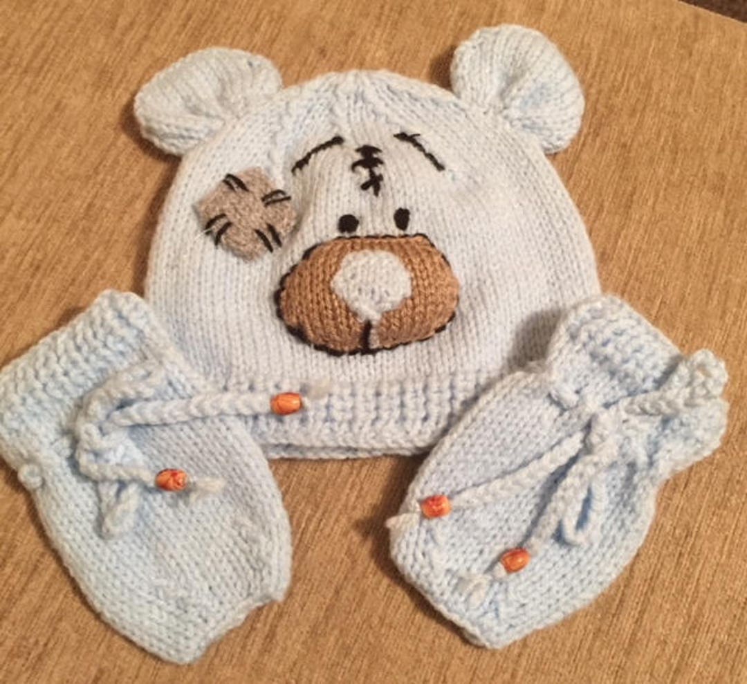 Baby Knitting Patterns 'bluey' Hat and Mittens Sizes Newborn/0-3/3 ...