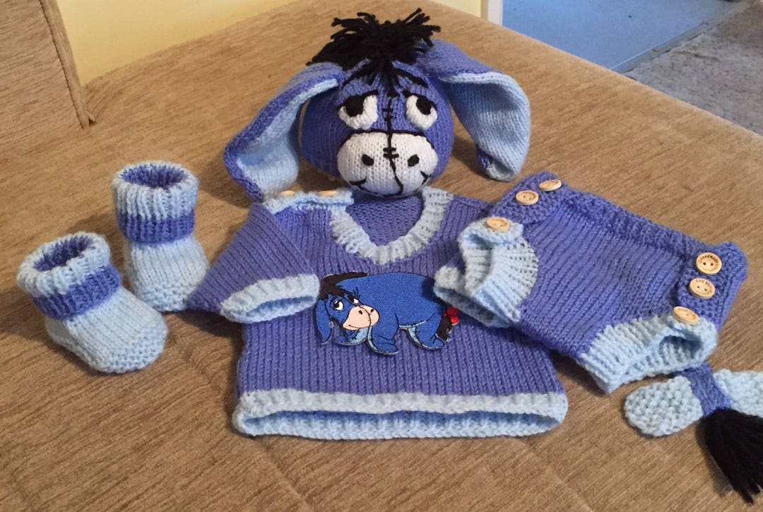 Baby Knitting Pattern 'donkey' Jumper, Hat, Booties and Nappy Cover ...