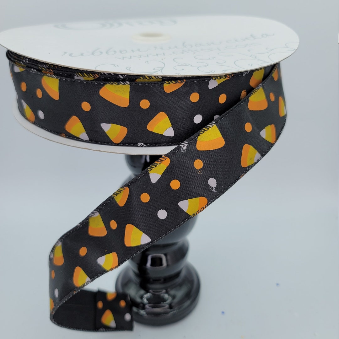 Candy Corn Wired Ribbon, Halloween Candy Corn Ribbon, Yellow Orange ...