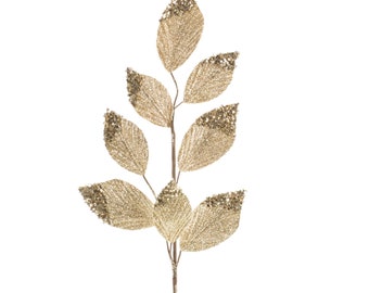 Metallic Red Champagne Velvet Magnolia Leaf Christmas Tree Spray ...