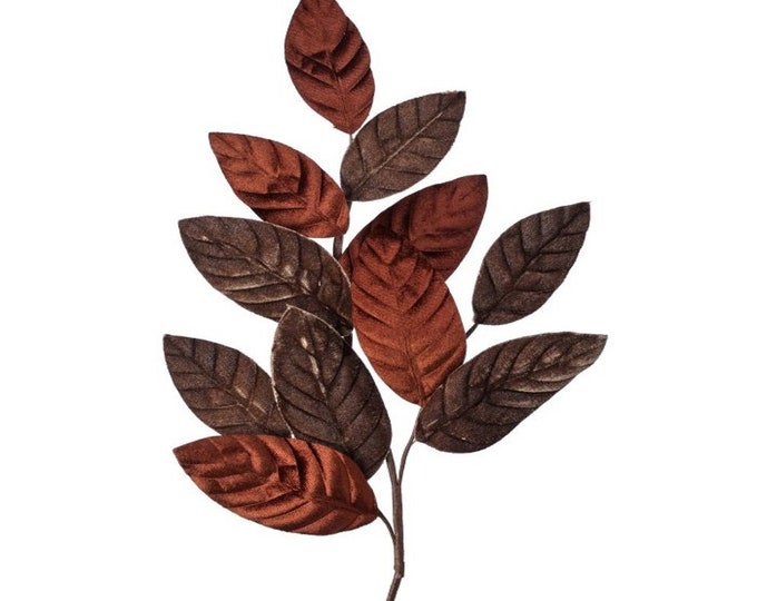 Brown Velvet Magnolia Leaf Christmas Tree Spray, Christmas Pick ...