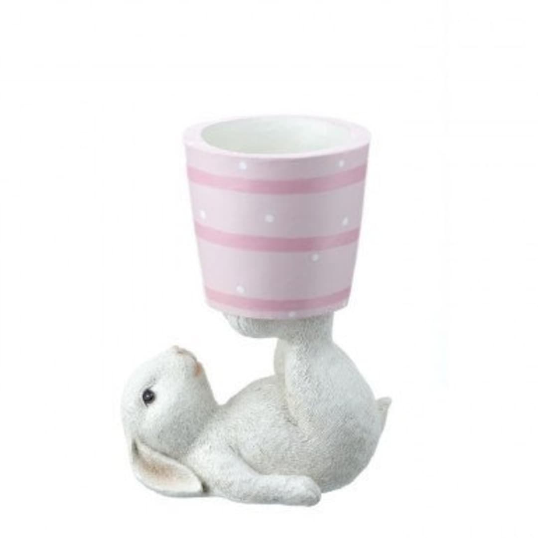 Resin Glittered Bunny Planter on Feet , Resin Easter Bunny Table Top ...