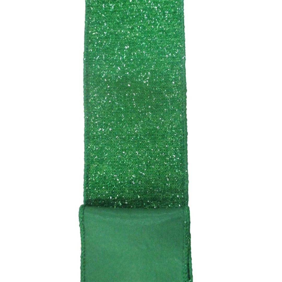 Emerald Green Fuzzy Shine Wired Ribbon, Holiday Ribbon, Tree Topper ...