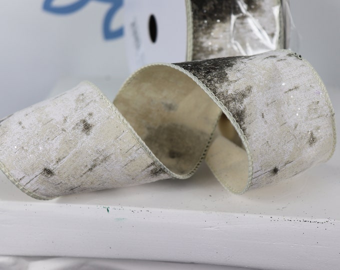 Birchwood Wired Ribbon Farmhouse Wired Ribbon Rustic Wired - Etsy