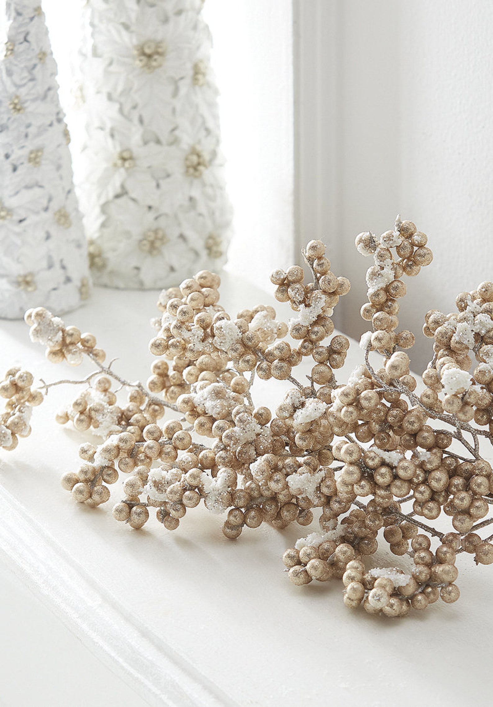 Gold Berry Cluster Christmas Spray Holiday Decor Holiday - Etsy