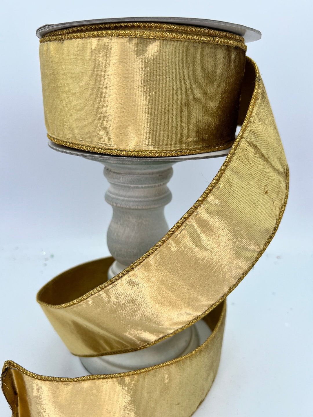 Velvet Luster Gold Wired Ribbon, Luxury Ribbon, Christmas Decorations ...