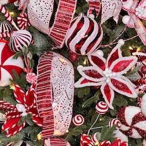 Candy Cane Christmas Tree Bundle Kit | Red & White Peppermint Holiday ...