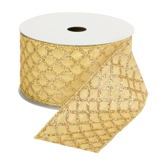 Gold Glitter Luxury Wired Ribbon Luxury Holiday Ribbon Tree | Etsy