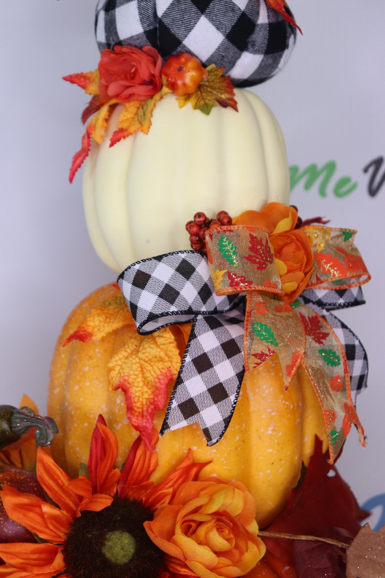 Fall Pumpkin Stack Farmhouse Centerpiece Autumn Buffalo Check - Etsy