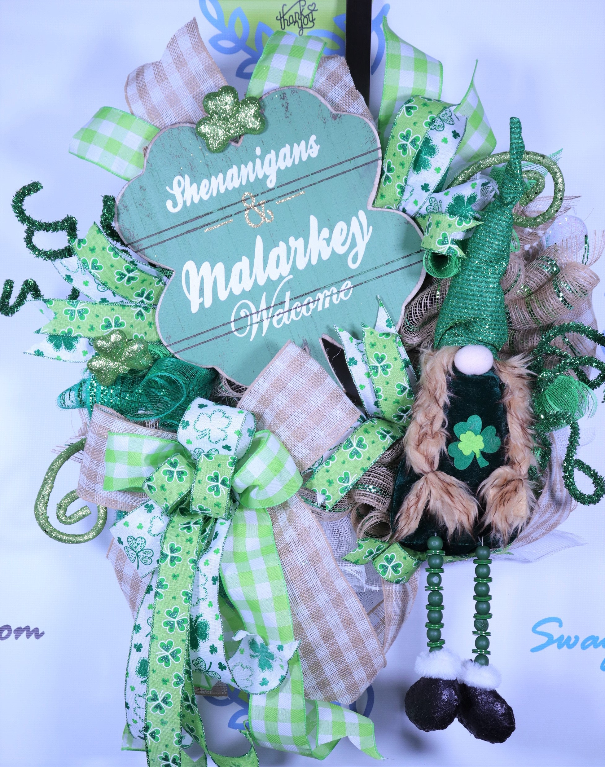 St Patricks Day Gnome Wreath St Pattys Day Decor Lucky | Etsy