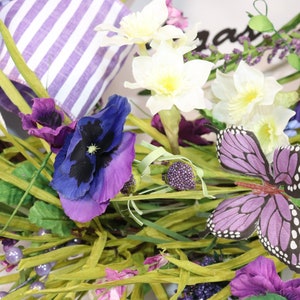 Spring Floral Wreath Purple White Iris Butterflies, Purple Springtime ...