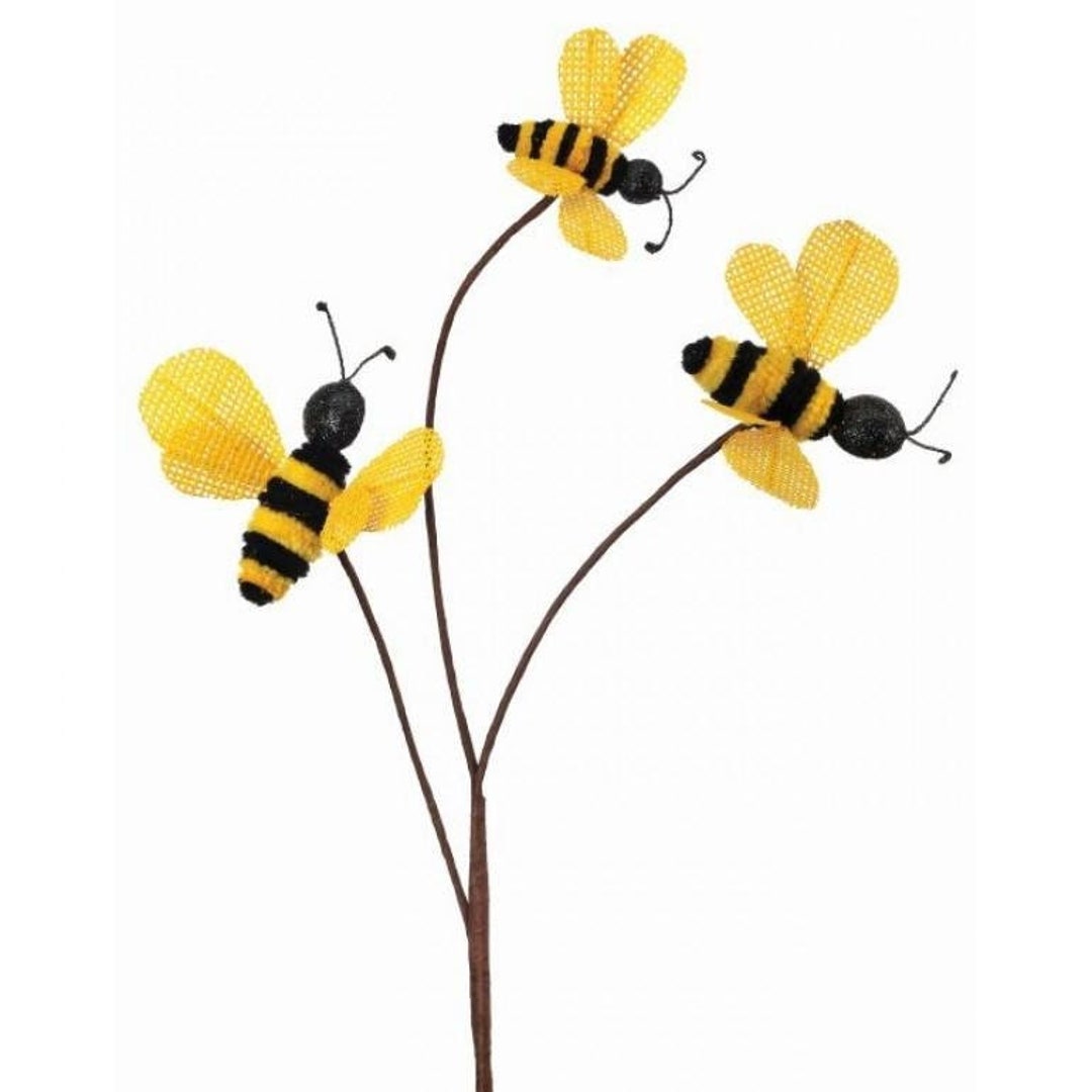 Chenille Burlap Bumble Bee Spray: Spring Summer Floral Pick - Etsy