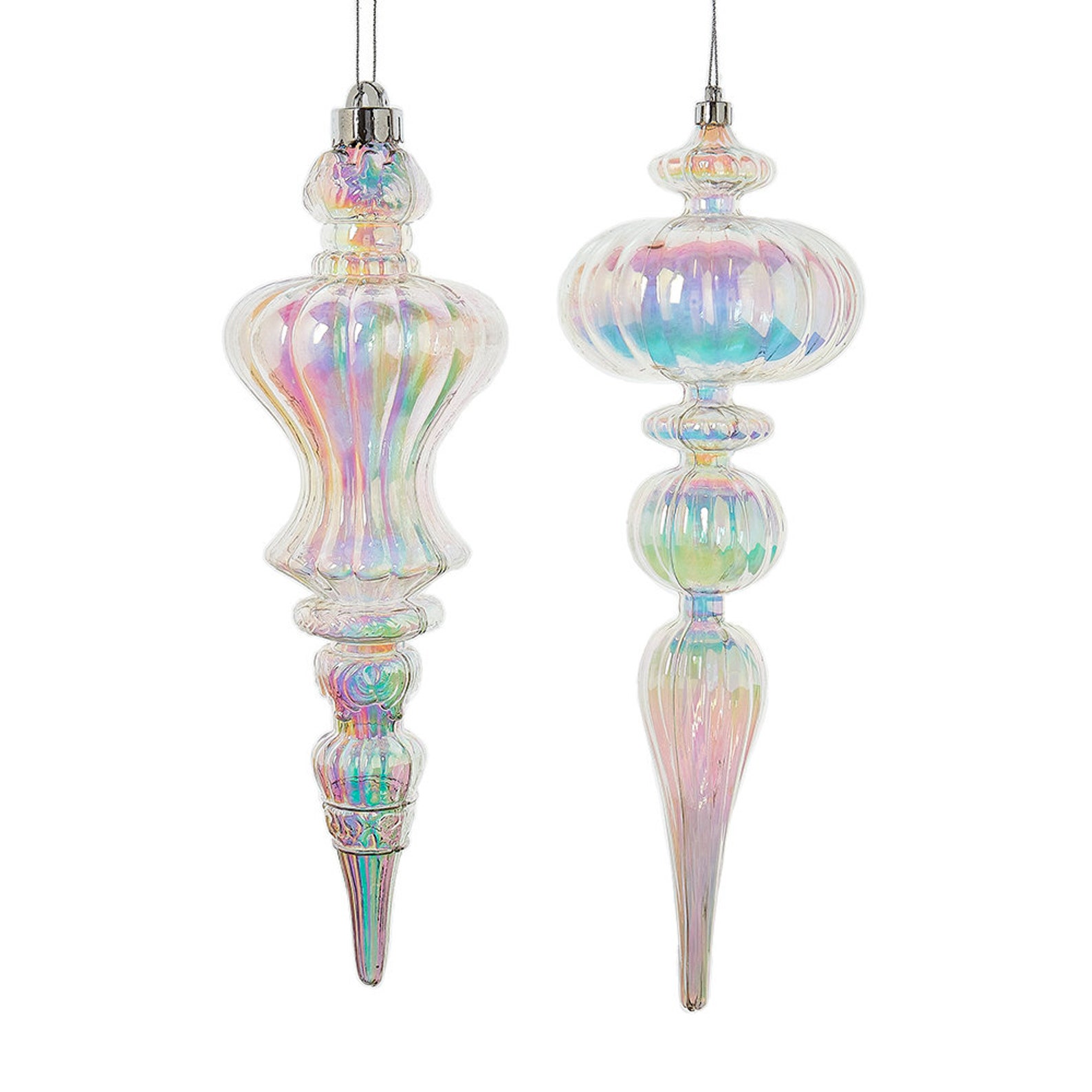 Opalescent Finial Christmas Ornaments: Shatterproof Tree Decor (set of ...