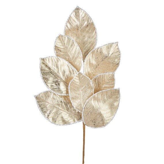 Gold Glittered Magnolia Leaf Christmas Tree Spray, Raz Pick , Holiday ...