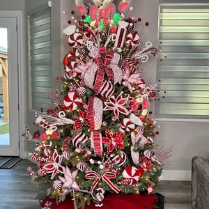 Candy Cane Christmas Tree Bundle Kit | Red & White Peppermint Holiday ...