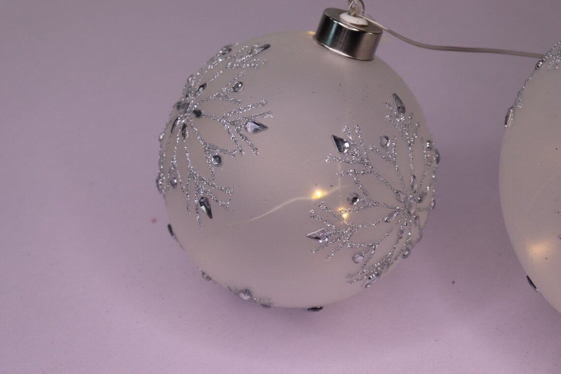 LED Snowflake Ball Ornament Set Christmas Tree Ball Craft - Etsy
