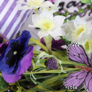 Spring Floral Wreath Purple White Iris Butterflies, Purple Springtime ...