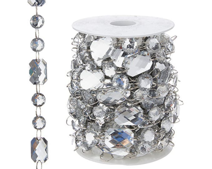 Silver and Jewel Crystal Garland, Bling Christmas Decor, Jeweled ...