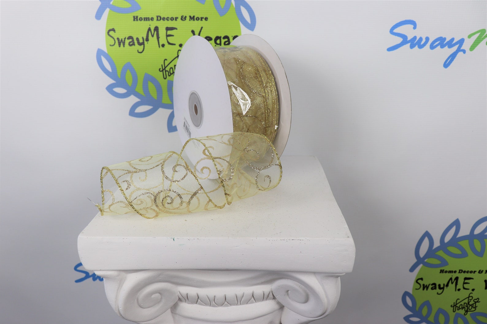 Gold Swirl Wired Ribbon Gold Wired Ribbon Gold Glitter Swirl - Etsy