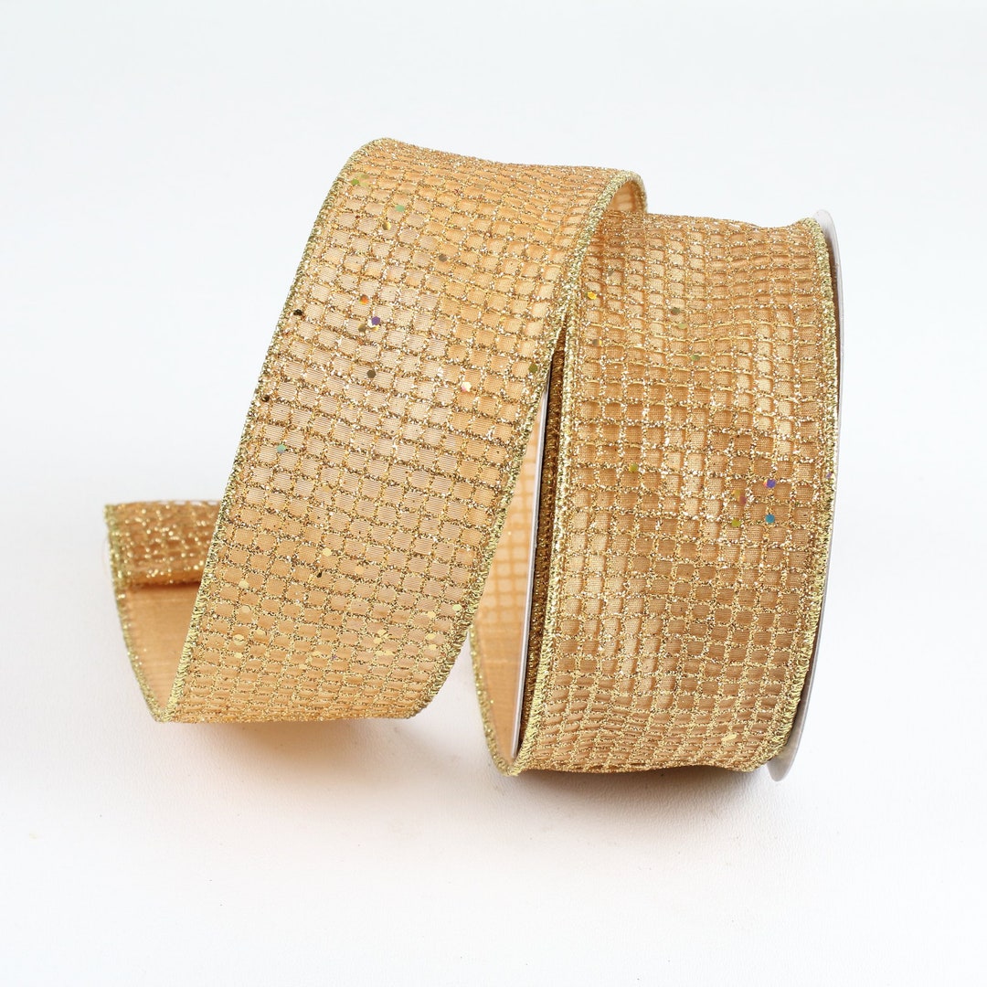 Gold Glitz Net Shimmering Luxury Wired Ribbon, Luxury Holiday Ribbon ...