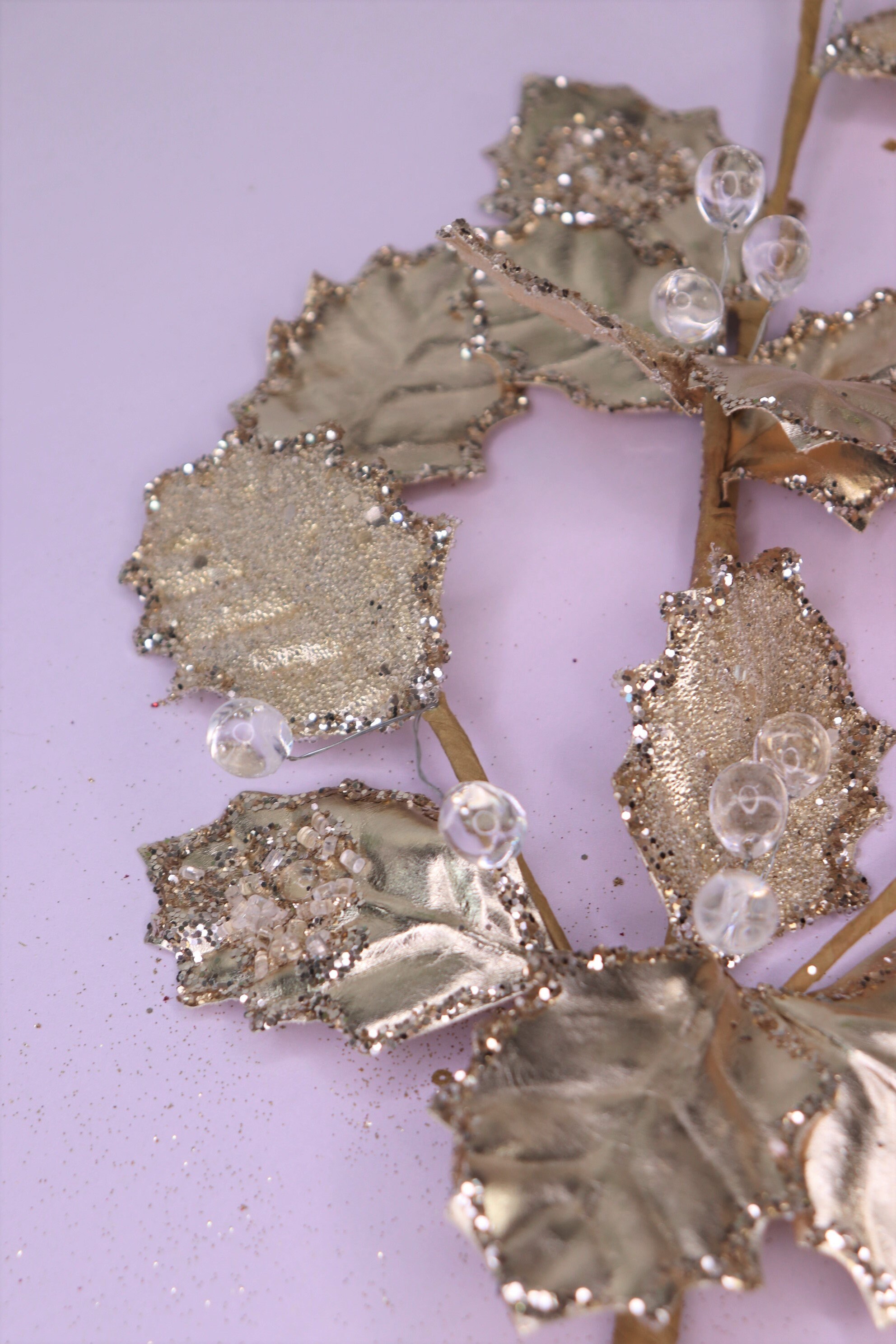 Holly Spray Gold Sprakle With Balls Christmas Spray Holiday - Etsy