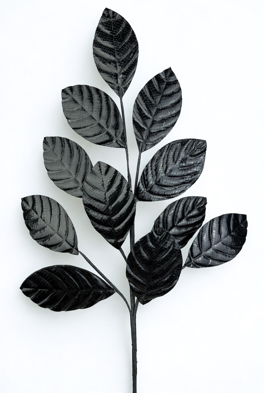 Metallic Black Magnolia Leaf Stem: Gothic Halloween Wreath Pick - Etsy