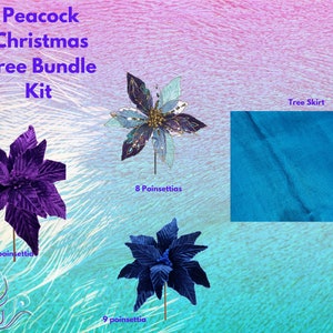 Peacock Christmas Tree Bundle Kit, Purple Blue Teal Green Tree Decor ...