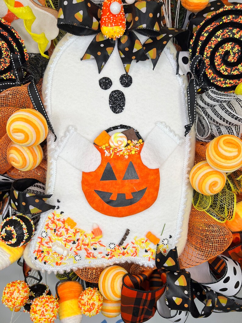 Candy Corn Ghost Halloween Wreath: Whimsical Fall Decor - Etsy