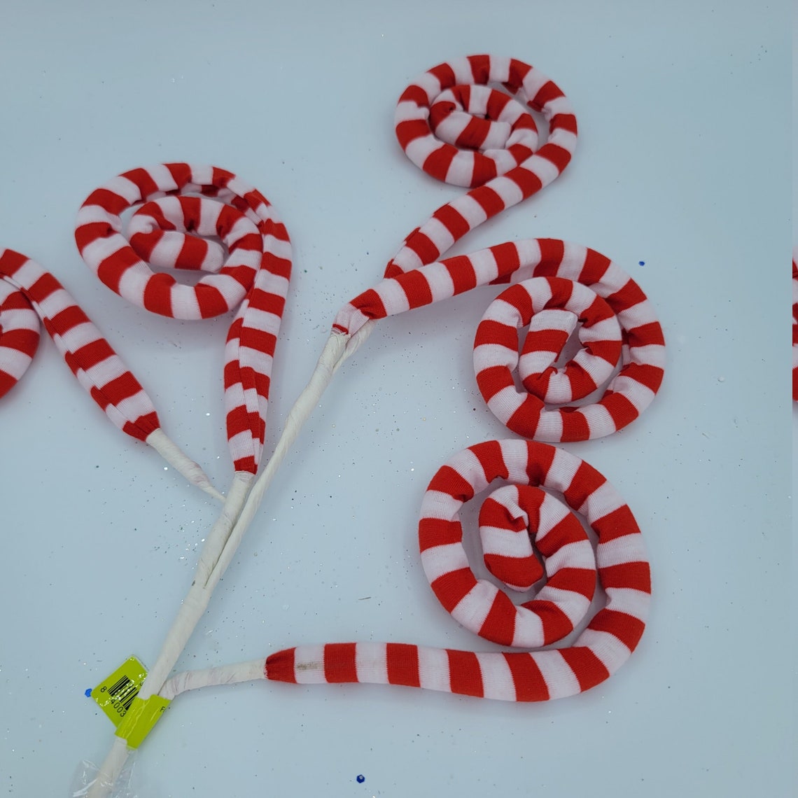 Red White Peppermint Spiral Curly Spray Pick Craft Supply | Etsy