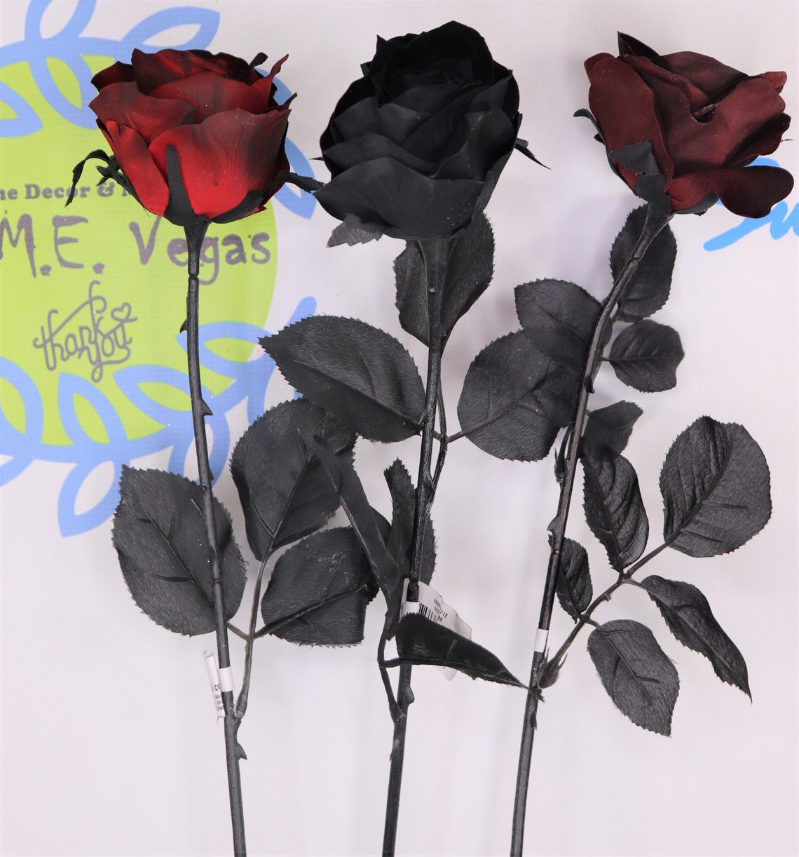 Long Stem Rose Halloween Pick Red Black Burgundy Halloween | Etsy