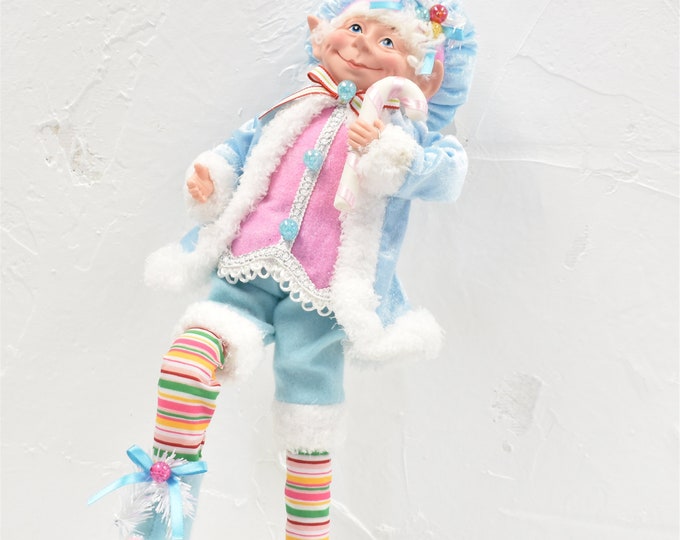 Posable Whimsical Candy Themed Elf Christmas Figure, Elf Wreath ...