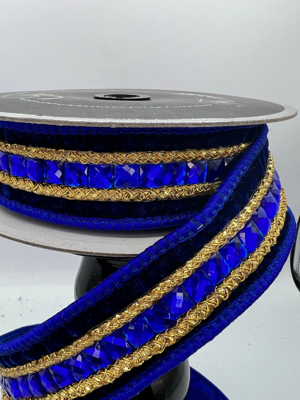 Emerald Cut Jeweled Luxury Velvet Wired Edge Holiday Ribbon - Etsy