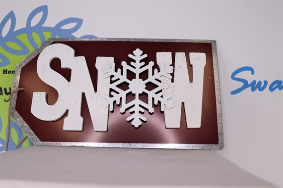 Snow Tag Ornament Sign, Metal Christmas Wreath Enhancement, Winter ...