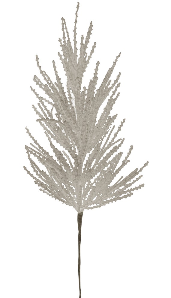 White Flocked Pine Pick, Holiday Pick Spray, Christmas Wreath Spray ...