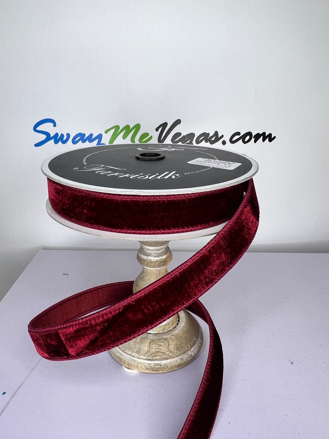 Velvet Luster Burgundy Wired Ribbon, Luxury Ribbon, Christmas ...
