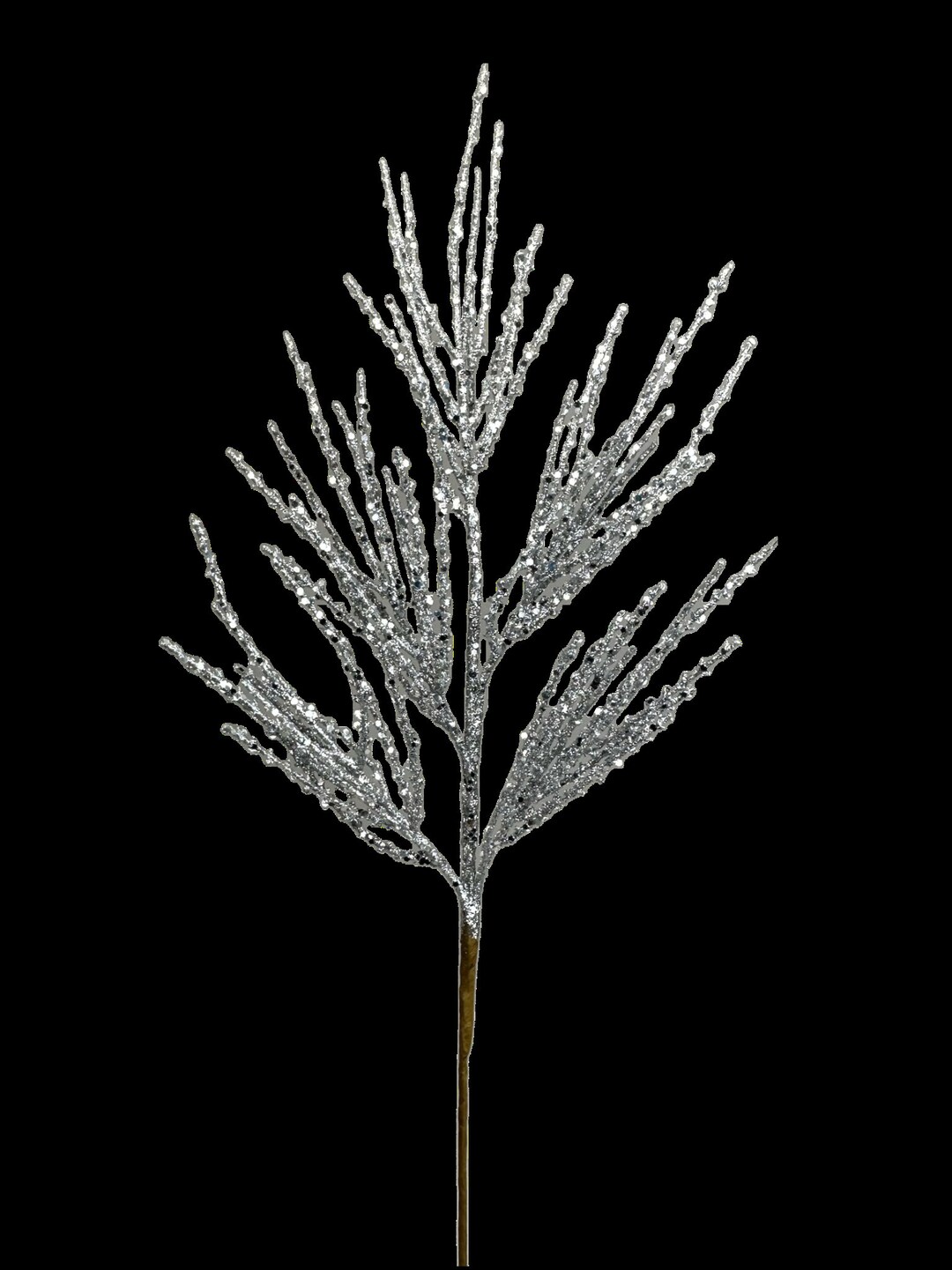 Silver Glitter Pine Spray, Holiday Pick Spray, Christmas Wreath Spray ...