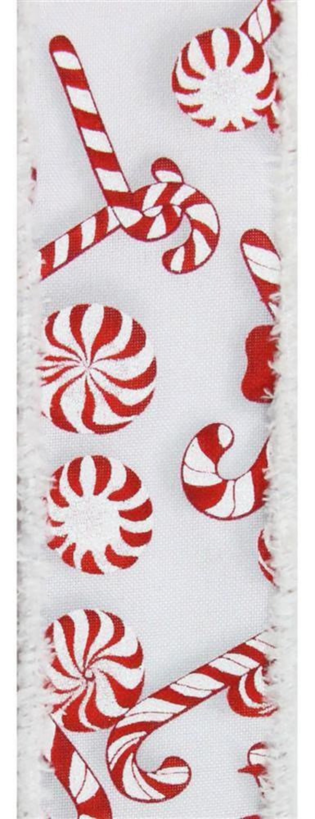 Peppermint Candy Wired Ribbon, Christmas Wired Ribbon, Red White ...