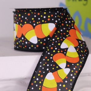 Candy Corn Wired Ribbon, Halloween Candy Corn Ribbon, Yellow Orange ...