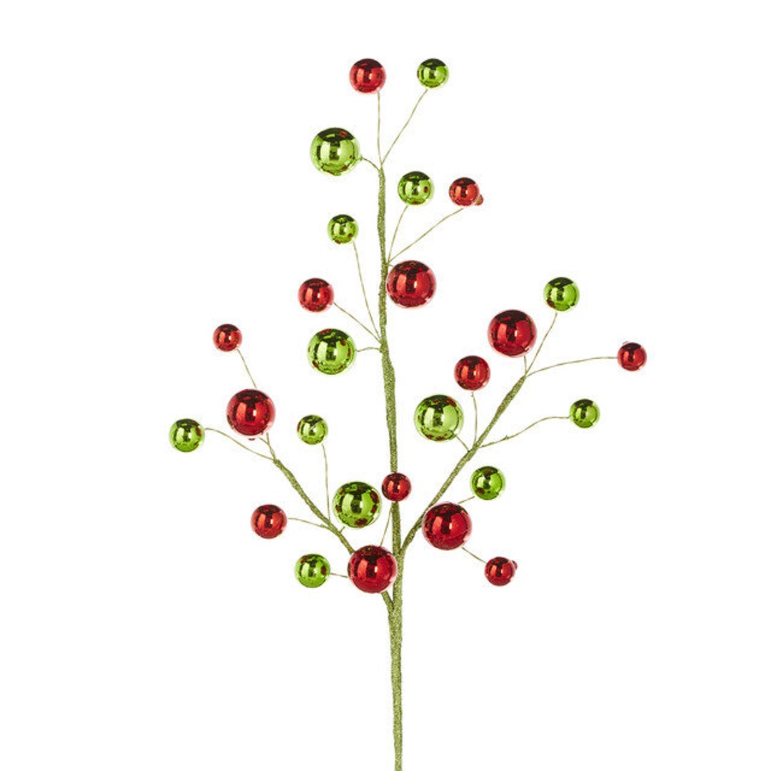 Red and Green Ball Christmas Tree Spray: Holiday Wreath Pick - Etsy