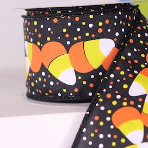 Candy Corn Wired Ribbon, Halloween Candy Corn Ribbon, Yellow Orange ...