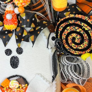 Halloween Candy Corn Ghost Wreath, Ghost Decor, Whimsical Wreath ...