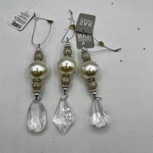 Pearl Crystal Drop Christmas Ornaments: Holiday Wreath Supply (set of 3 ...