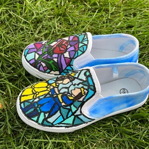 Beauty and the Beast Stain Glass Design Hand Painted Shoes - Etsy