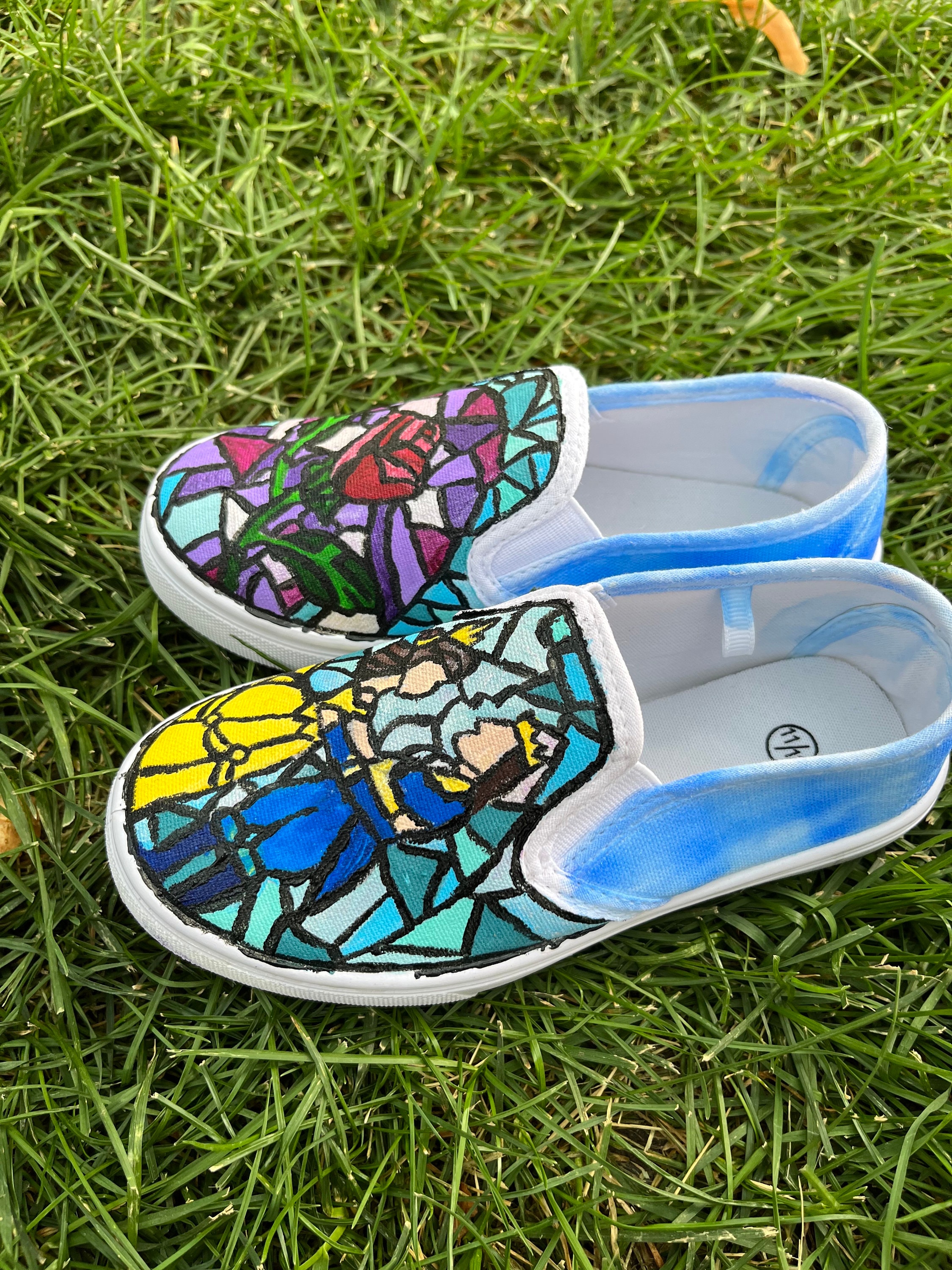 Beauty and the Beast Stain Glass Design Hand Painted Shoes - Etsy