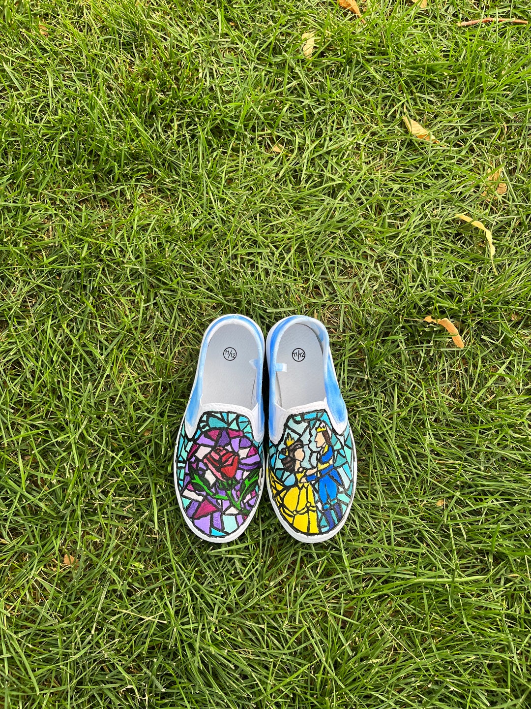 Beauty and the Beast Stain Glass Design Hand Painted Shoes - Etsy