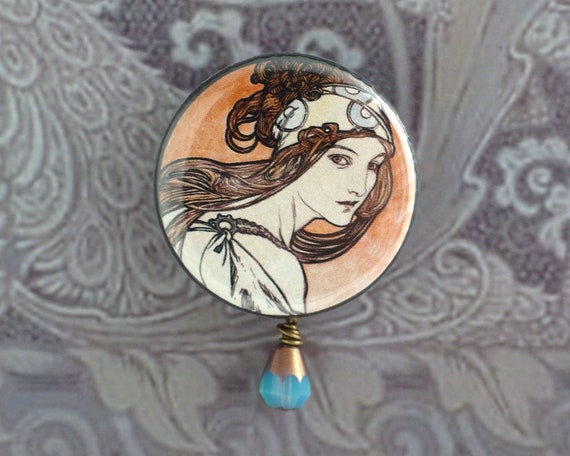 Alphonse Mucha Button Pin Art Nouveau Gift Idea Romantic - Etsy