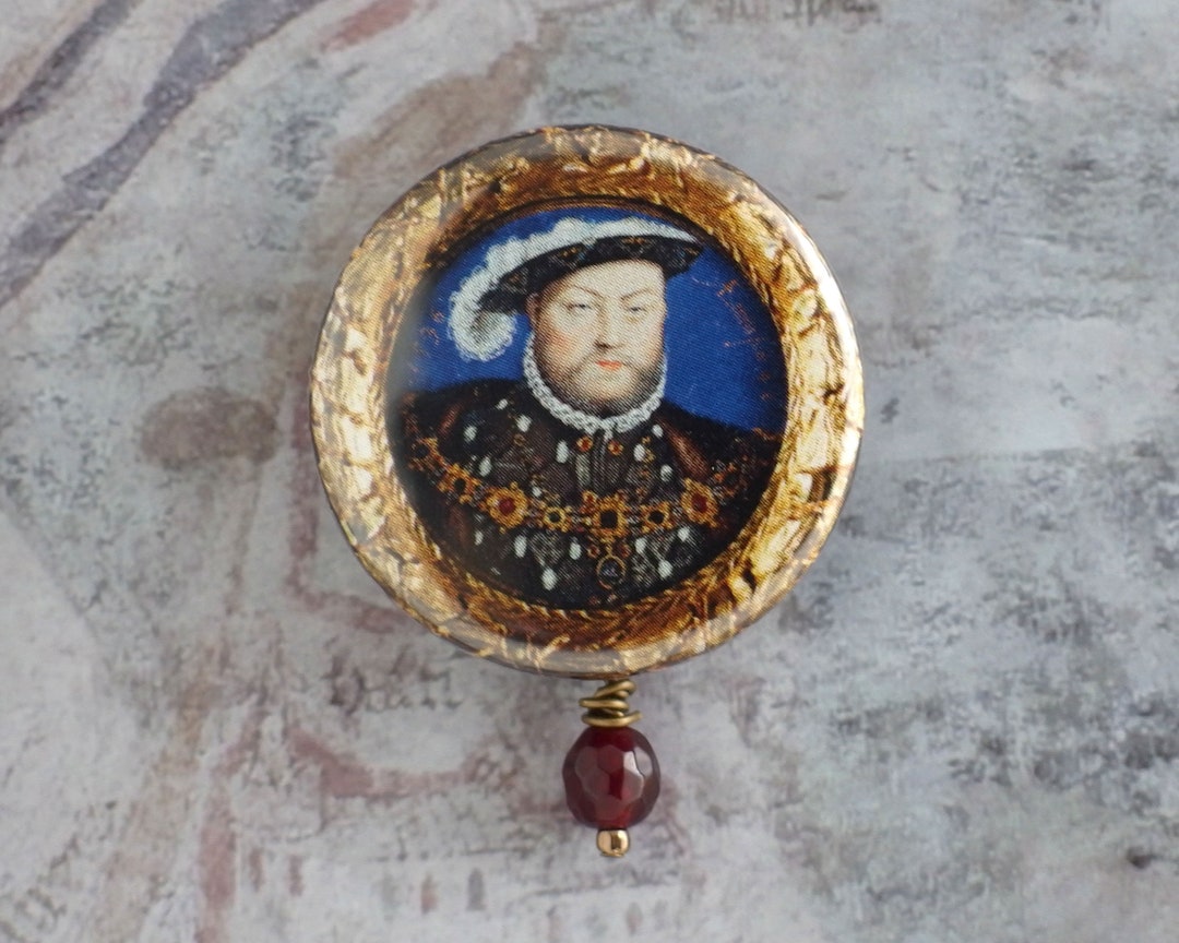 Henry VIII Button With Jewel, Tudor Pinback, Renaissance Portrait ...