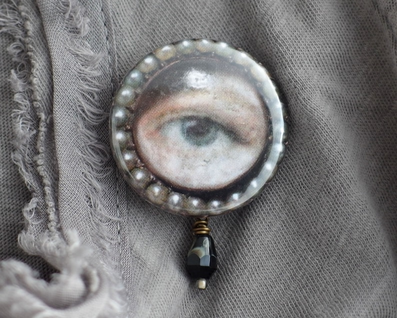 Eye Replica Pinback, Victorian Lover's Eye Button Pin, Unique Art ...