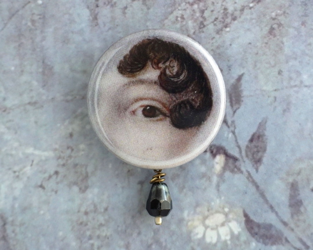 Victorian Lovers Eye Button, Pin With Eye, Vintage Art Pinback Button ...